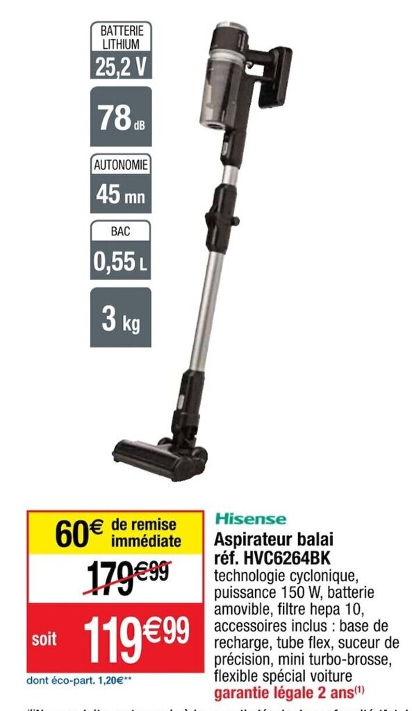 Promo Aspirateur balai chez Cora