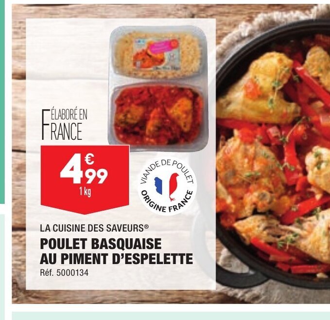Promo Poulet Basquaise Au Piment Despelette Chez Aldi