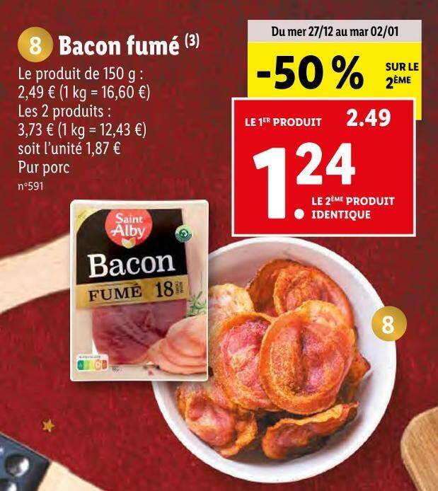 Promo Saint alby bacon fumé chez Lidl