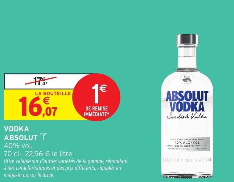 Promo Vodka absolut 70 cl chez Intermarché