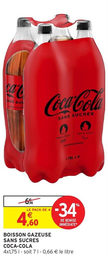 Promo Boisson gazeuse sans sucres coca-cola 7 L chez Intermarché