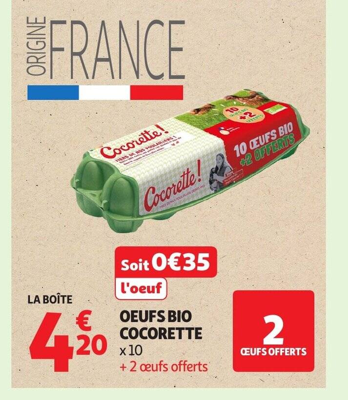 Promo COCORETTE Oeufs bio chez Auchan