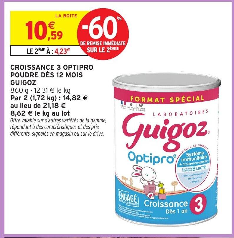 Promo GUIGOZ Croissance 3 optipro poudre dès 12 mois 1.72 kg chez ...