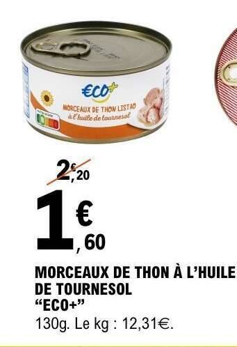 Promo Morceaux de thon à l'huile de tournesol 'Eco+' chez E.Leclerc