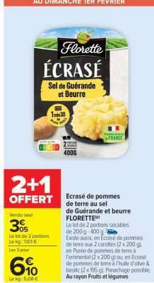 Promo Écrasé de pommes de terre au sel de Guérande et beurre FLORETTE ...