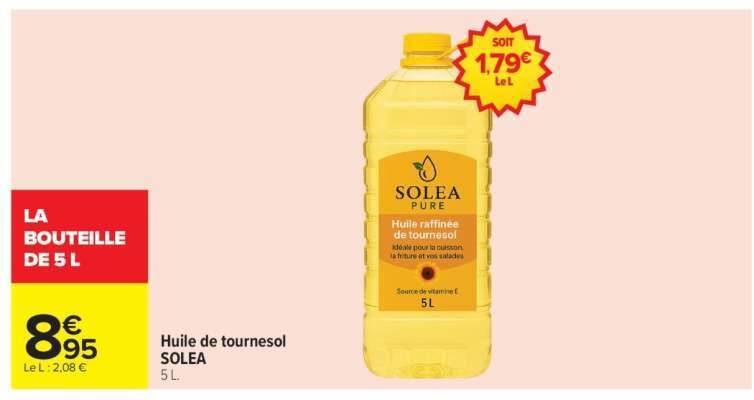 Promo Huile de tournesol SOLEA chez Carrefour