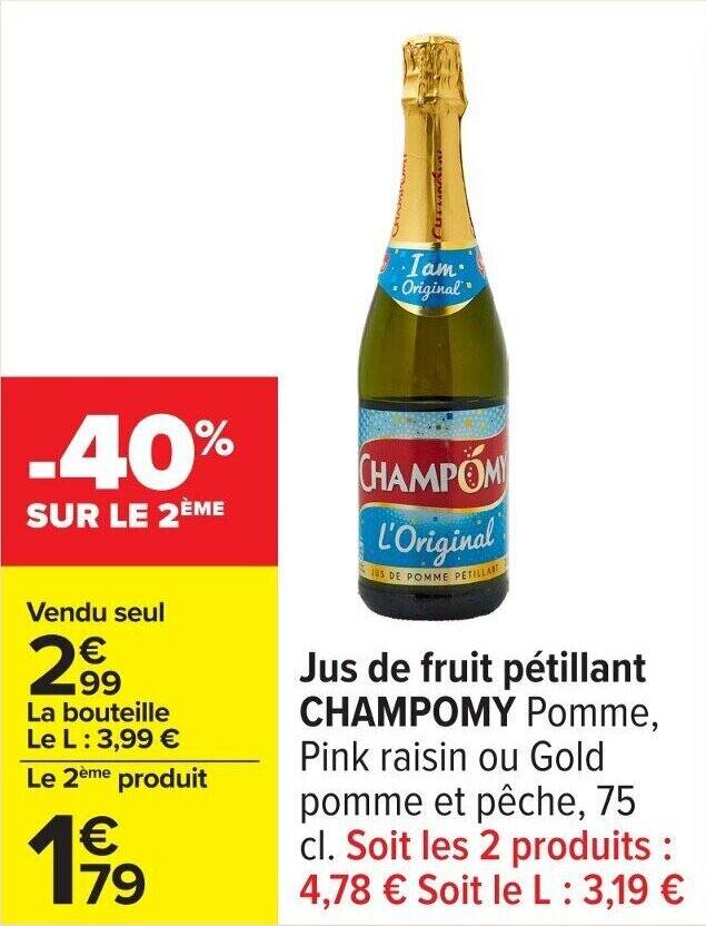 Promo Jus de fruit pétillant champomy 75 cl chez Carrefour