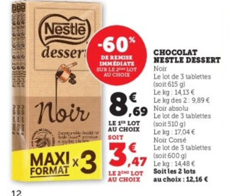 Promo NESTLE DESSERT Chocolat 615 g chez Hyper U