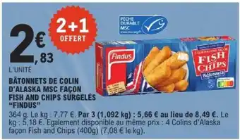 Promo Bâtonnets de colin d'Alaska MSC façon Fish and Chips surgelés ...