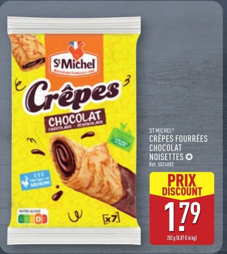 Promo ST MICHEL Crêpes fourrées chocolat noisettes 202 g chez ALDI
