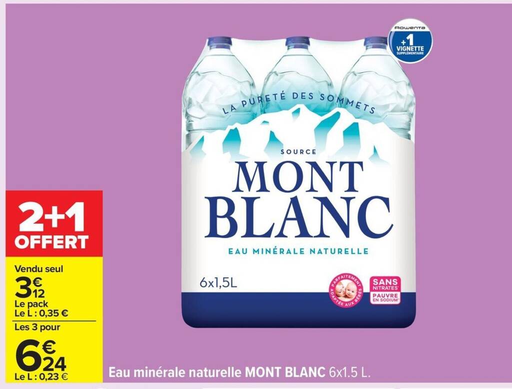 Promo MONT BLANC Eau minérale naturelle 6 x 1.5 l chez Carrefour