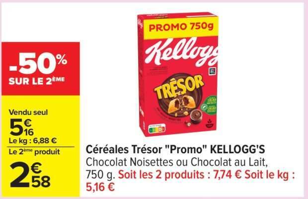 Promo Céréales Trésor Promo KELLOGG’S chez Carrefour