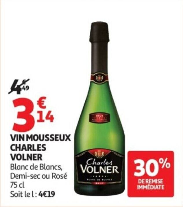Promo Vin mousseux charles volner 75 cl chez Auchan