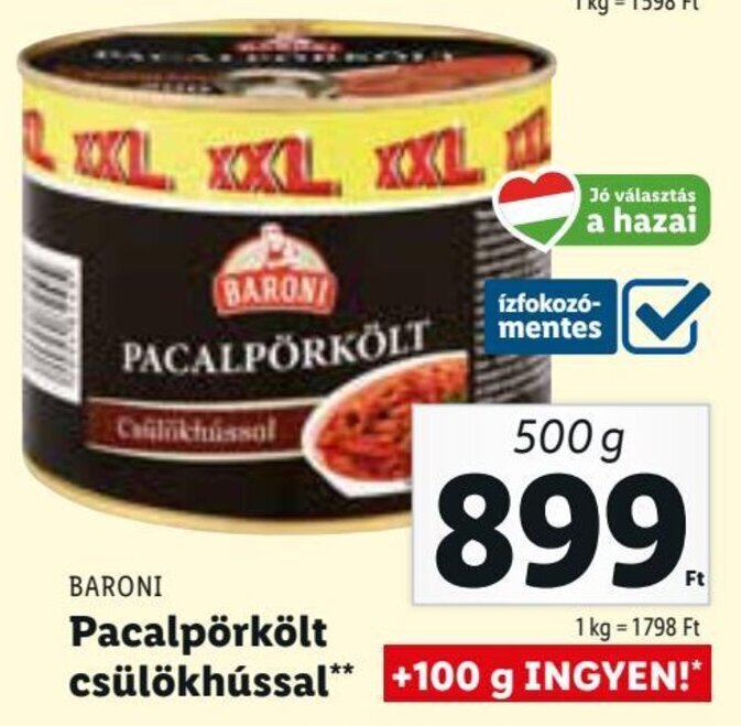 BARONI Pacalpörkölt csülökhússal 500 g ajánlatok a(z) Lidl üzletben