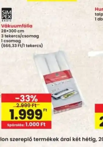 SIMPEX BASIC Vákuumflia 28x300 cm akció az Interspar-nél
