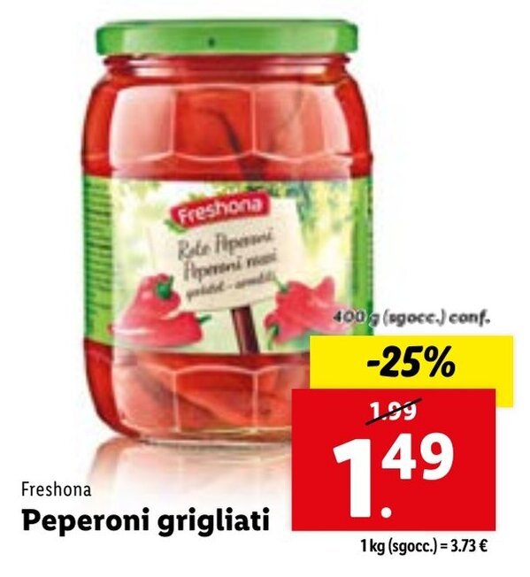 Freshona Peperoni grigliati 400 g offerta di Lidl