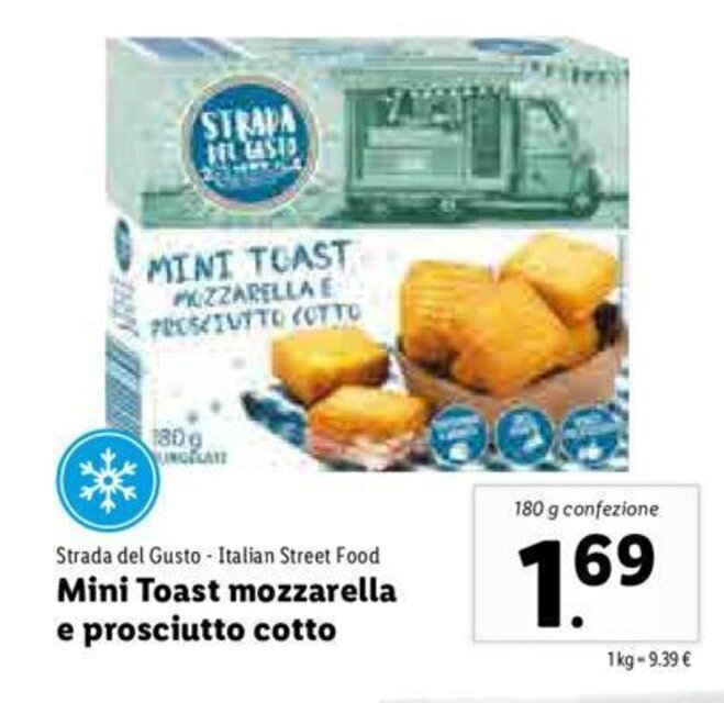 Mini Toast mozzarella e prosciutto cotto 180g offerta di Lidl