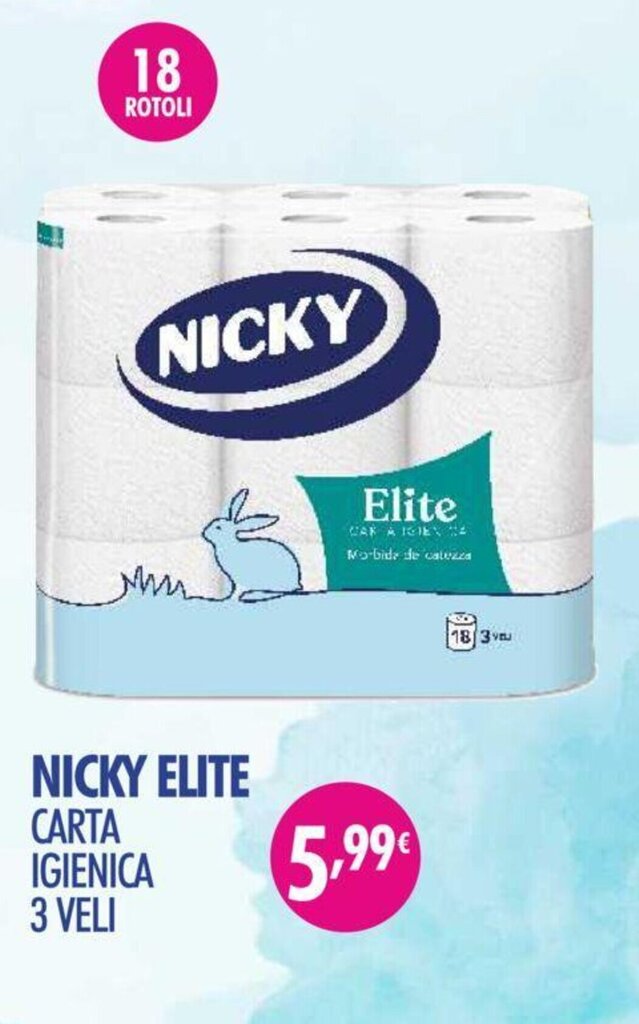 Offerta Nicky Elite Carta Igienica 3 Veli nel volantino di Acqua & Sapone
