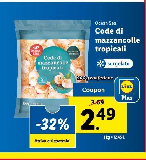 Code di mazzancolle tropicali offerta di Lidl