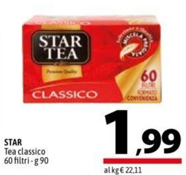 Offerta Star Tea classico 60 filtri 90 g nel volantino di A&O