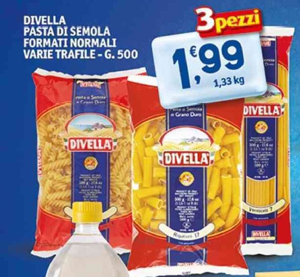 Divella pasta di semola formati normali varie trafile - 500 g offerta ...