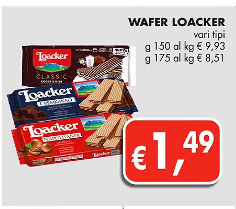Wafer loacker offerta di Supermercato Coal