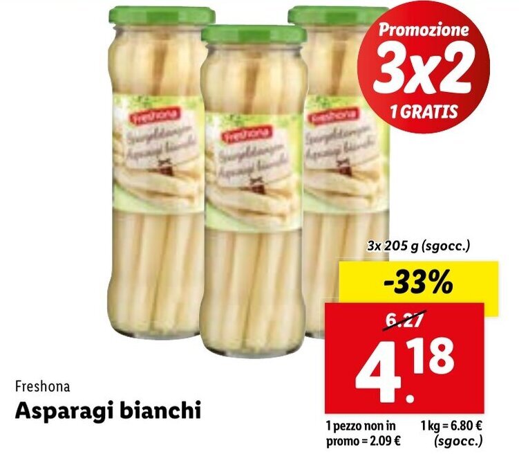 Freshona Asparagi bianchi 3x 205 g offerta di Lidl