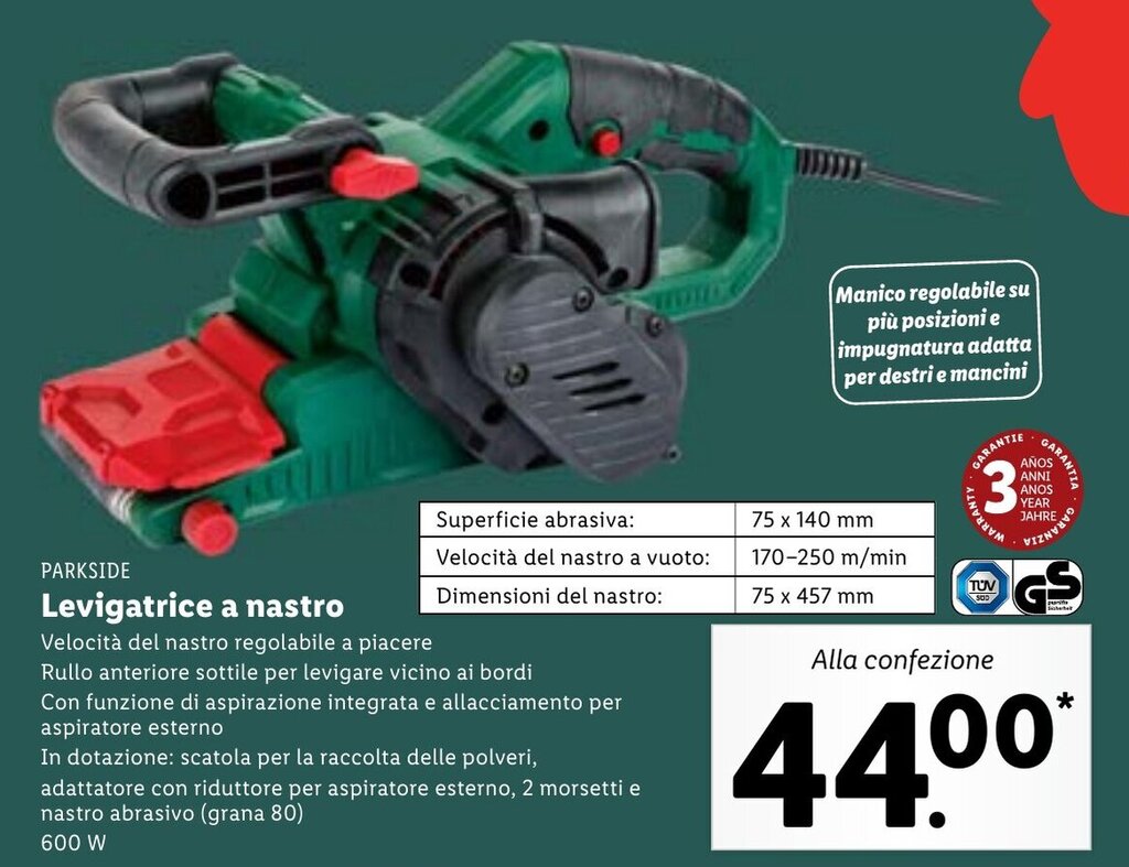 Parkside Levigatrice a nastro offerta di Lidl