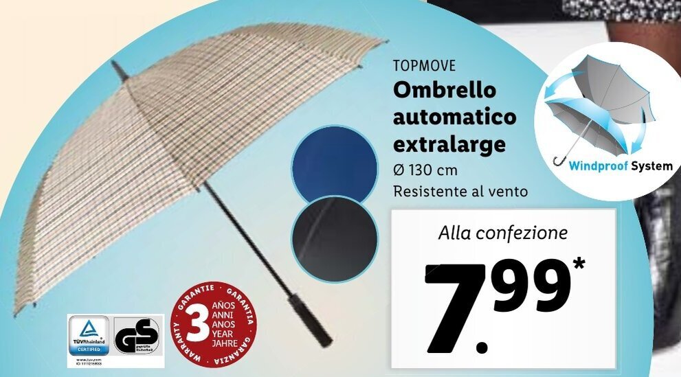 Topmove Ombrello automatico extralarge offerta di Lidl