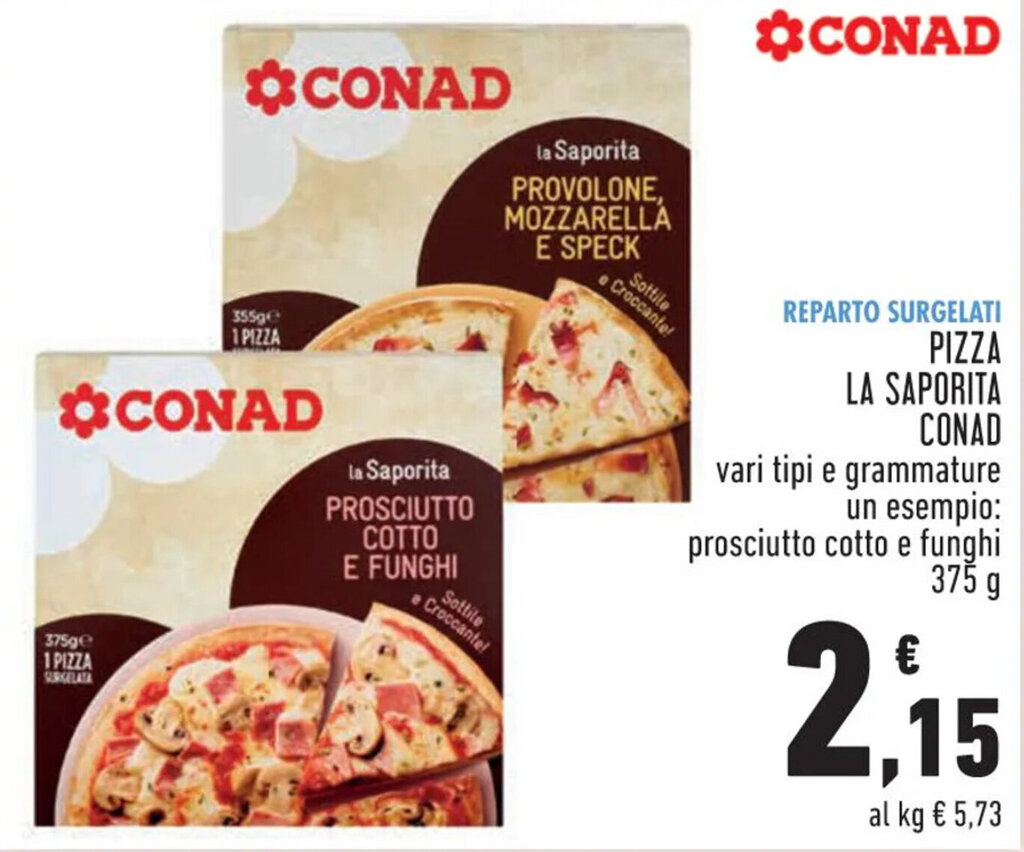 Offerta Conad Pizza La Saporita vari tipi e grammature en esempio ...