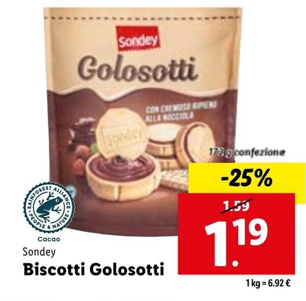 Offerta Sondey Biscotti Golosotti nel volantino di Lidl