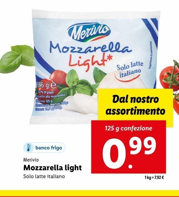 Offerta Mozzarella light merivio 125g nel volantino di Lidl