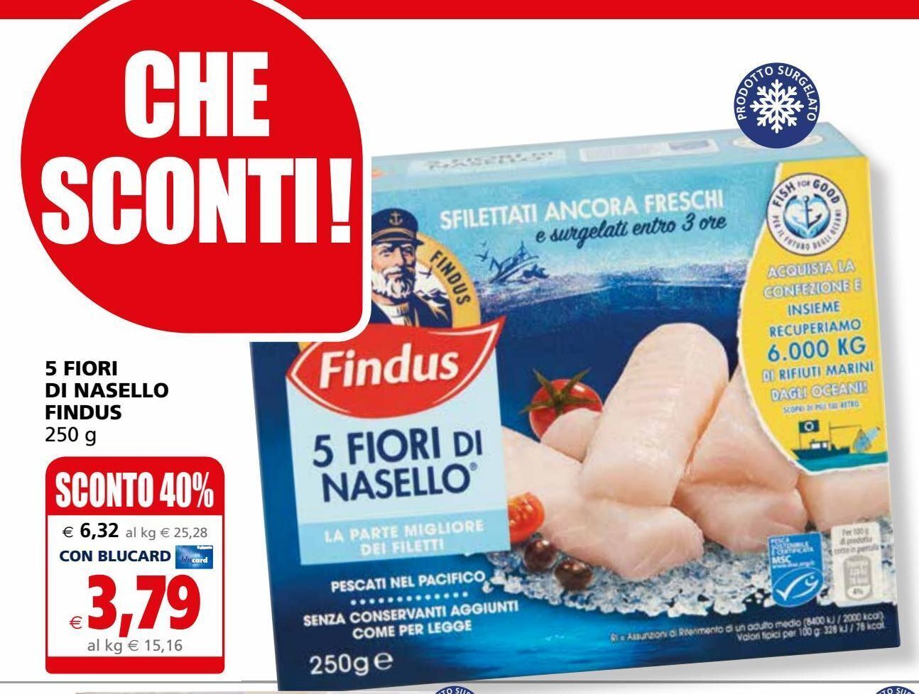 5 fiori di nasello findus 250g offerta di Il Gigante