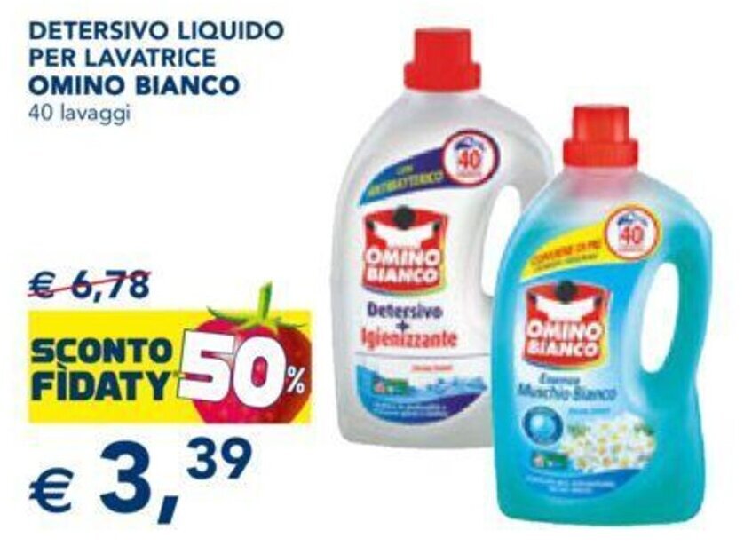 Omino Bianco Detersivo Liquido Per Lavatrice 40 Lavaggi offerta di ...