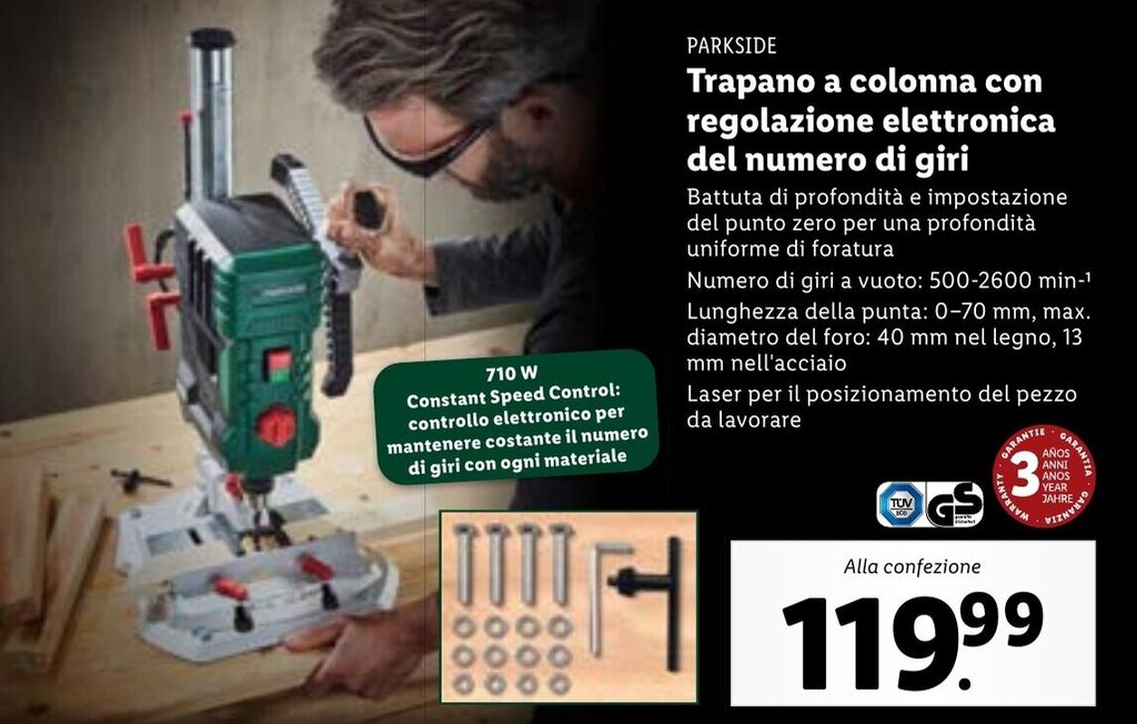 Parkside Trapano a colonna con regolazione elettronica del numero di ...