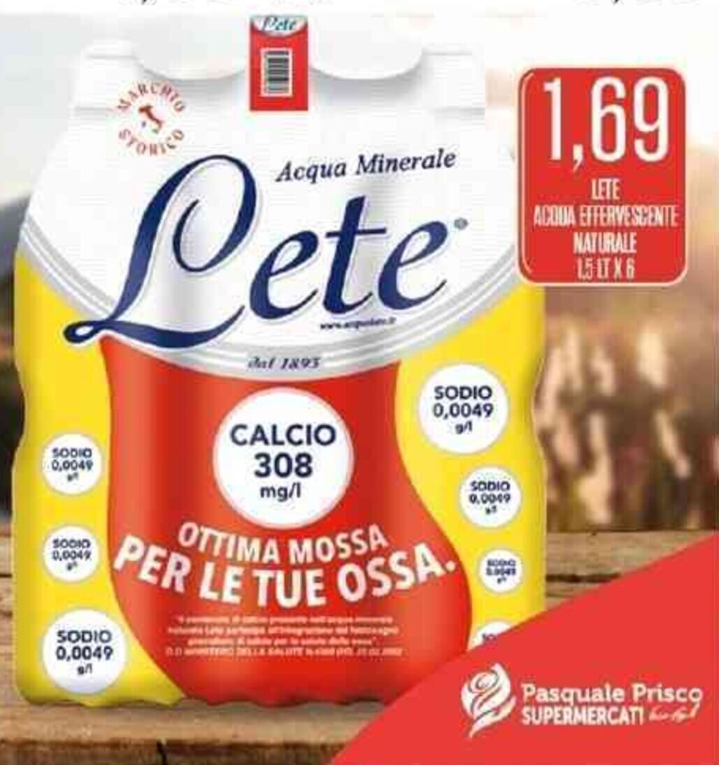 Lete Acqua Effervescente Naturale 1,5 Lt x 6 offerta di Supermercati ...