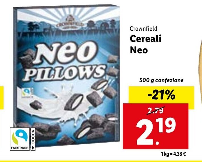 Crownfield Cereali Neo 500 g confezione offerta di Lidl