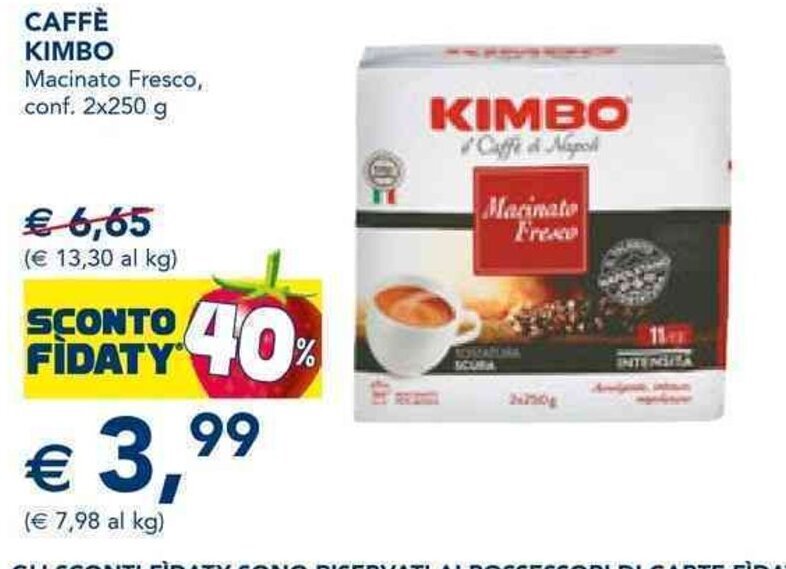 Kimbo Caffè Macinato Fresco conf. 2 x 250 g offerta di Esselunga
