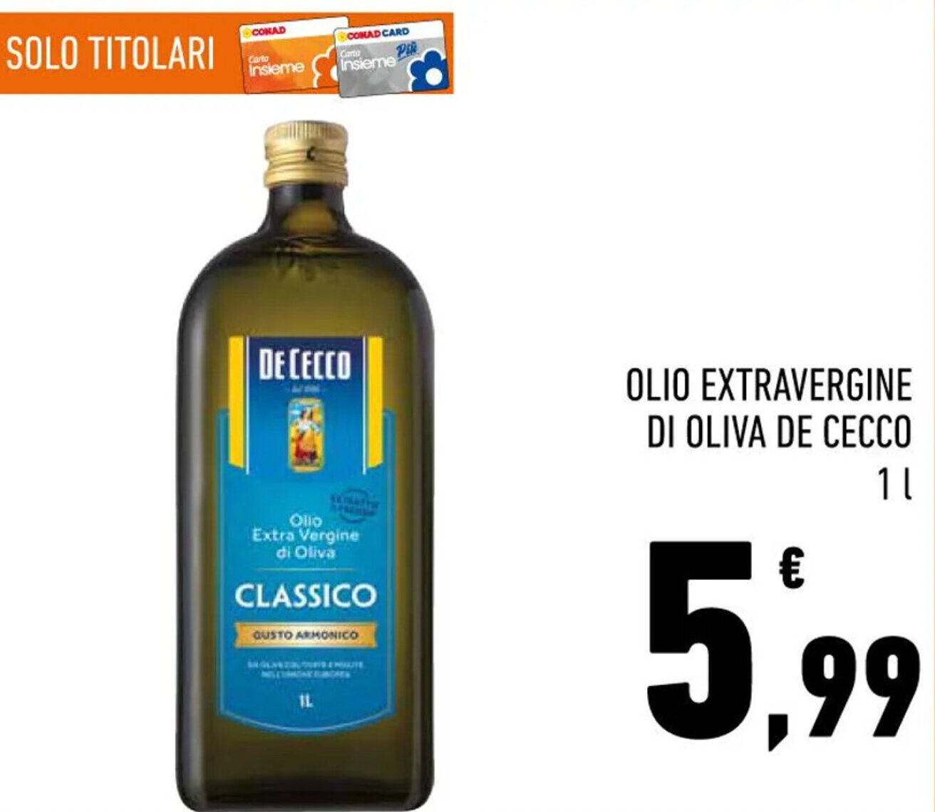 De Cecco Olio Extravergine di oliva 1 l offerta di Conad
