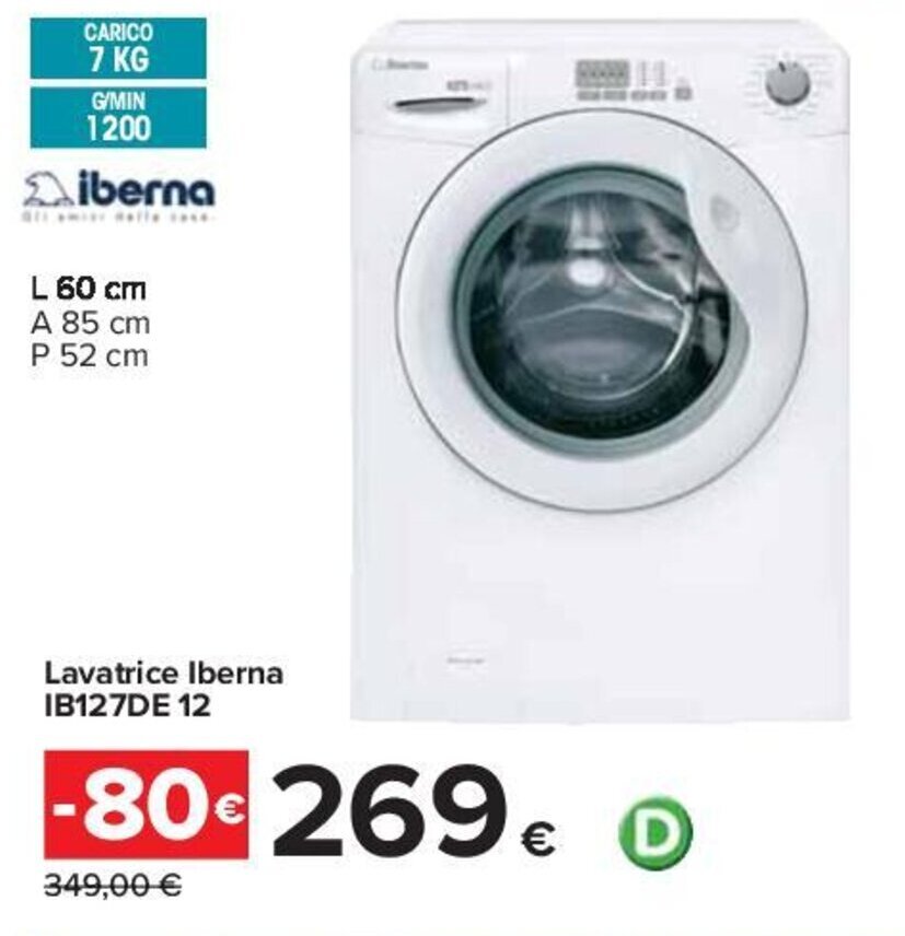 Iberna Lavatrice IB127DE 12 offerta di Carrefour