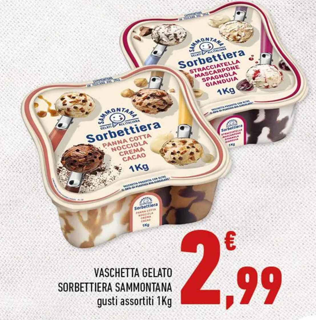 VASCHETTA GELATO SORBETTIERA SAMMONTANA gusti assortiti 1Kg offerta di Conad
