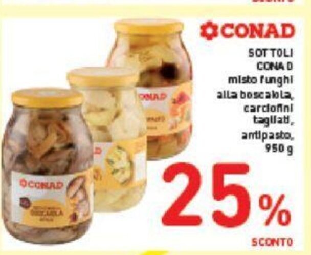 Offerta SOTTOLI CONAD misto funghi alla boscalla, carciofini tagliati ...