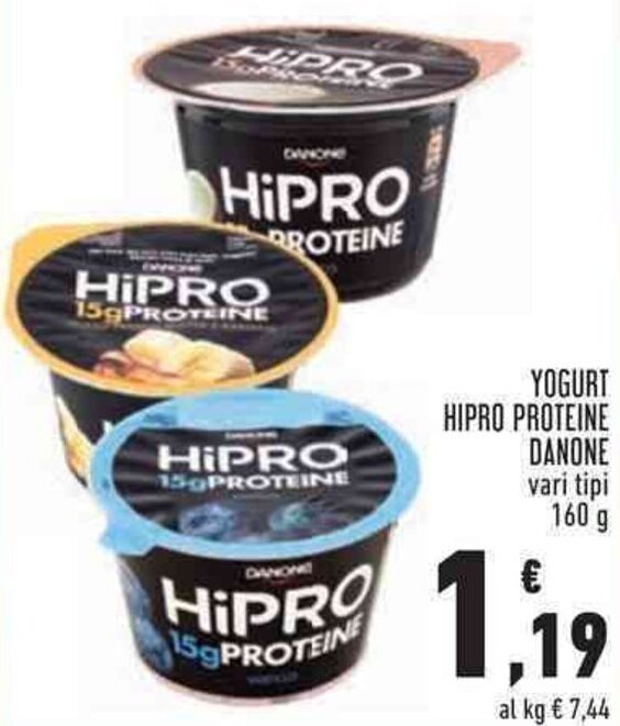 YOGURT HIPRO PROTEINE DANONE vari tipi 160 g offerta di Conad Superstore