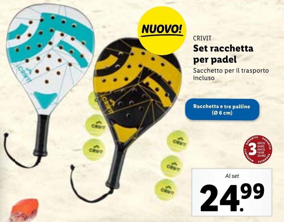 Offerta CRIVIT Set racchetta per padel Al set nel volantino di Lidl