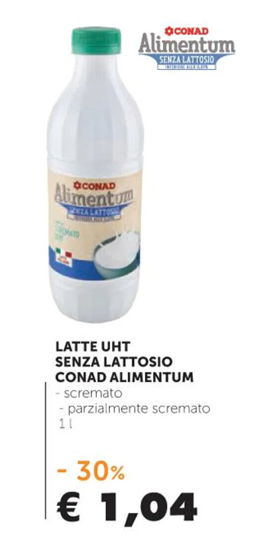 LATTE UHT SENZA LATTOSIO CONAD ALIMENTUM 1 l offerta di Spazio Conad