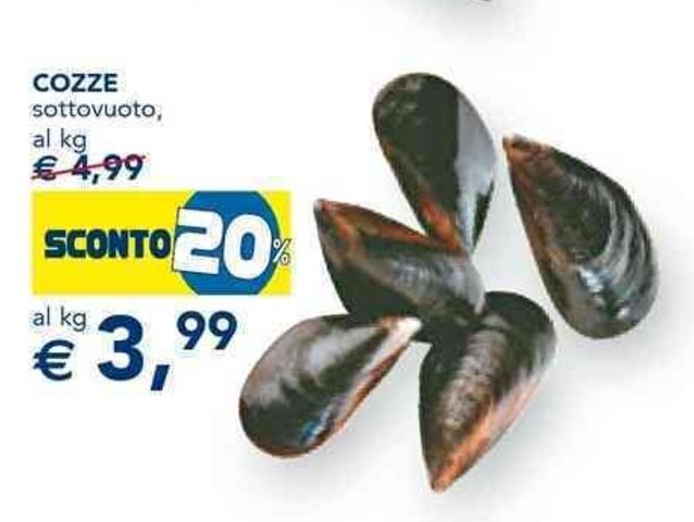 COZZE sottovuoto, al kg offerta di Esselunga