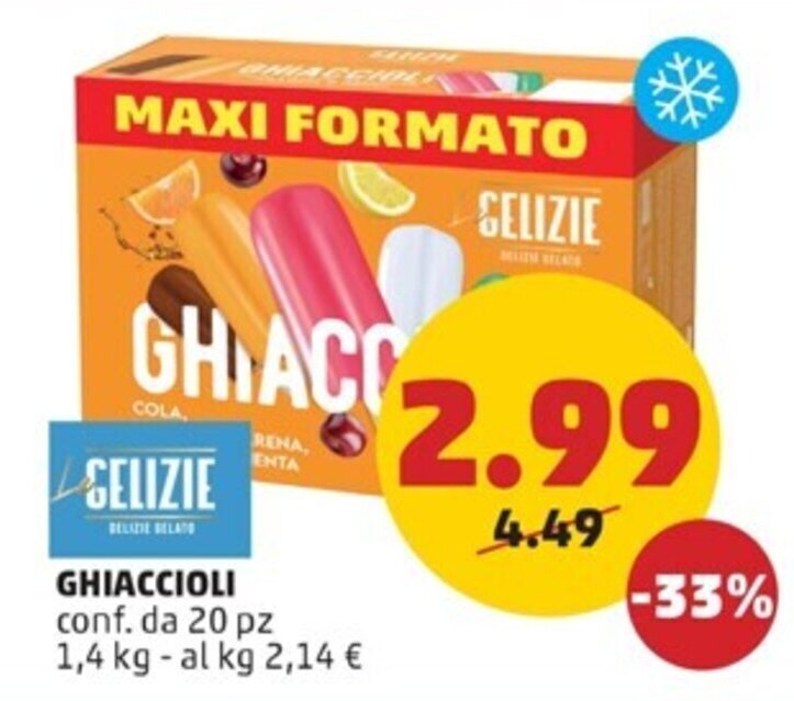 GHIACCIOLI conf. da 20 pz 1,4 kg offerta di PENNY