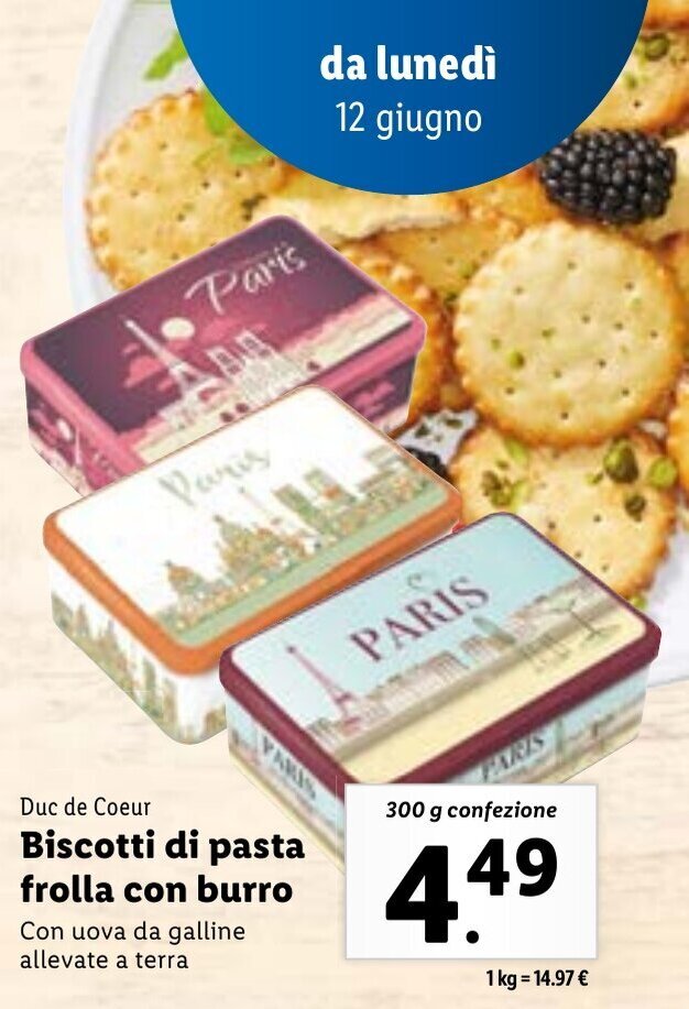 Duc de Coeur Biscotti di pasta frolla con burro Con uova da galline ...