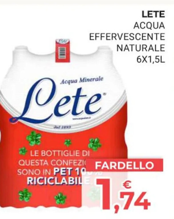 LETE ACQUA EFFERVESCENTE NATURALE 6X1,5L offerta di Eté
