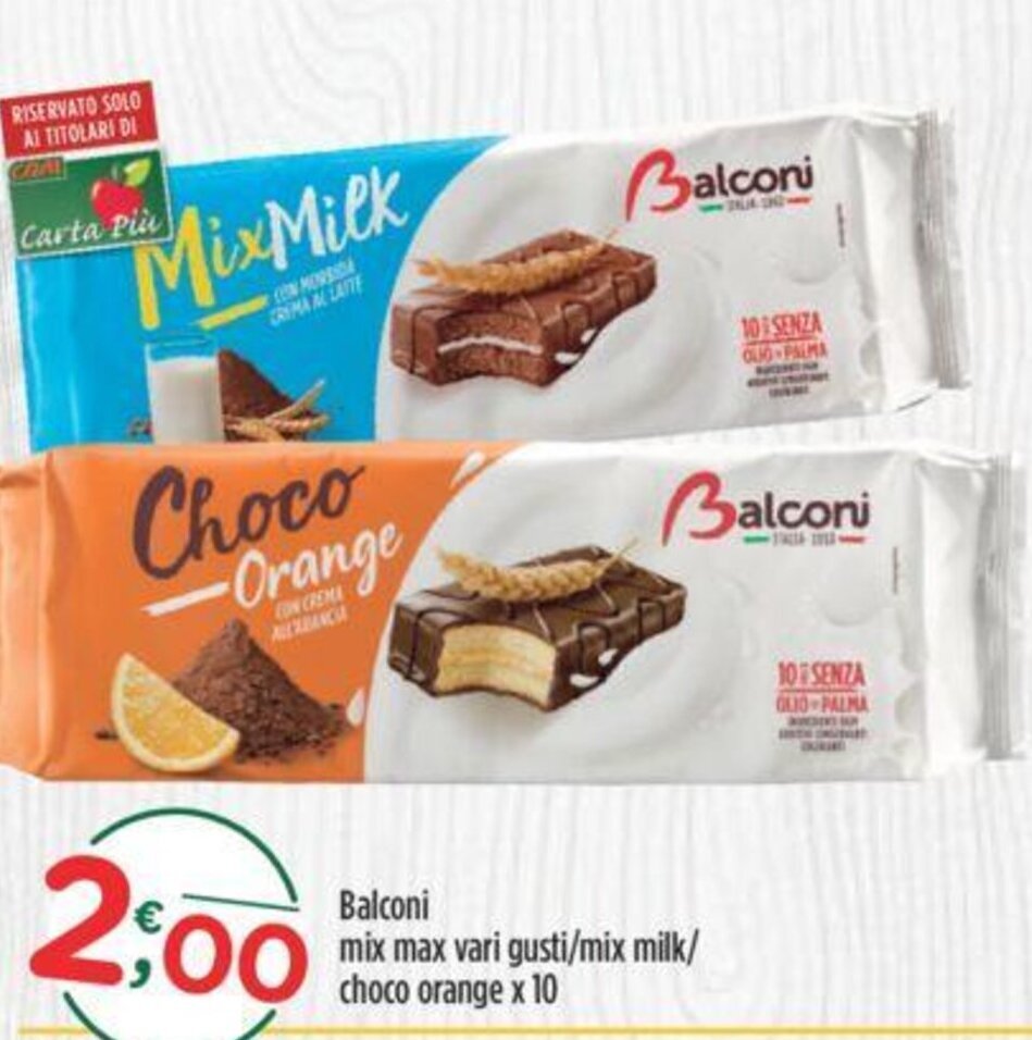 Balconi mix max vari gusti/mix milk/ choco orange x 10 offerta di Crai